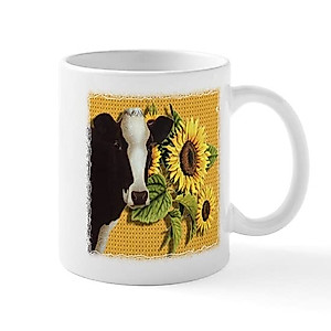 CafePress Cow With Sunflowers Mug Ceramic Coffee Mug, Tea Cup 11 oz