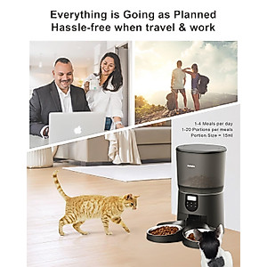 Automatic Cat Feeders for Two Cats, Katalic 6L/25.4cup Double Automatic Cat Food Dispenser with 2 Stainless Bowls,10s Meal Call and Timer Setting 20 Portions 4 Meals Per Day,Pet Feeder for Cat and Dog