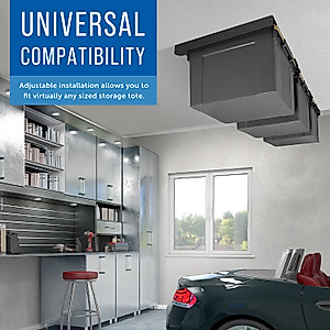Maplefield Float-A-Tote Garage Overhead Storage Racks - 3 Pack (6 Rails) - Adjustable Ceiling Racks for Tote Bins - Supports 40 Lbs - Easy Installation