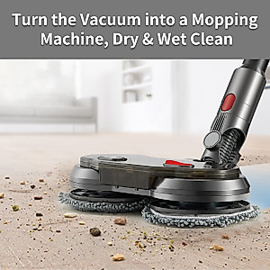 Electric Mop Head for Dyson V7 V8 V10 V11 Vacuum Cleaner, Electric Mop Attachment with LED Headlights Water Reservoir, 6 Reusable Mop Pads