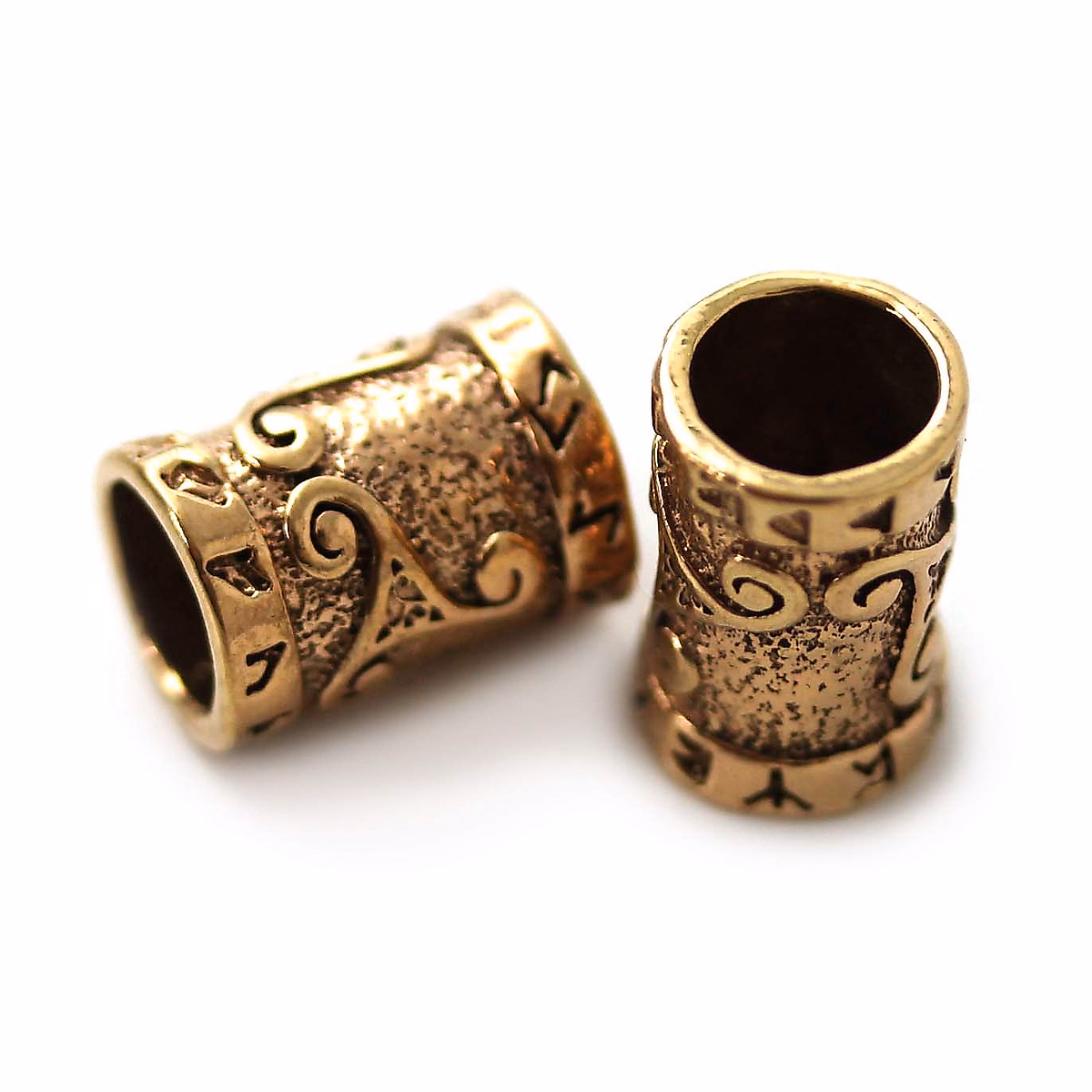 LynnAround Bronze Norse Viking Celtic Beard Beads Rings, Dwarven Dreadlock Pirate Medieval Hair Beads, Pagan Jewelry