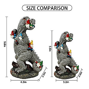 M.A.K Dinosaur Eating Gnomes Garden Decor, Art for Garden Decor, Outdoor Statue for Patio, Lawn, Yard Art Decoration, Housewarming Garden Gift
