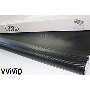 VViViD XPO Black Carbon Fiber 5ft x 1ft 8yr Car Wrap Vinyl Roll with Air Release