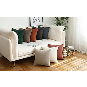 Jeneoo Black Decorative Square Thick Throw Pillow Covers Boucle Couch Cushion Case for Livingroom Sofa Decor, Set of 2, 18 x 18 Inch