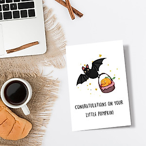 Cute Baby Shower Card, Halloween New Baby Card, Pumpkin Birthday Card for Newborn, Spooky Pumpkin Baby Card