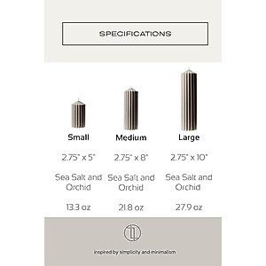 LAWA Ribbed Peak Pillar Candle - Large Beautiful Handmade Pillar Scented Soy Wax Candle Elegant Bubble Aesthetic Candle Housewarming Gift Home Room Shelf Decor Idea White (Small)