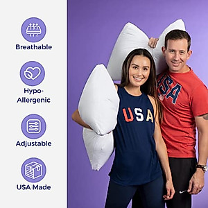 GoodPillow Classic - Luxury Bed Pillows Standard/Queen Size Set of 2 - Adjustable Down Alternative & Cooling for Sleeping Back, Stomach or Side Sleepers