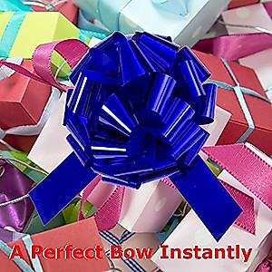 Insta Bows 18 Inch Giant Car Bow Blue Large Gift Bow 18" Metallic Blue Giant Bow for Car Instant Big Bow for Toy Car Or Extra Large Christmas Gift Instabow Big Blue Bow