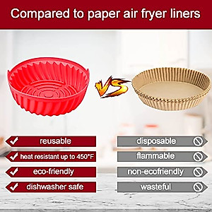 2 Pack Air Fryer Silicone Pot, Silicone Air Fryer Basket, 7.5Inch Reusable Air Fryer Liners, Round Food Safe Easy Cleaning Air Fryer Oven Accessories, Replacement of Parchment Paper Liners, for 3-5QT
