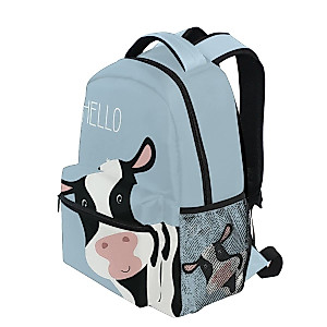 School College Backpack Rucksack Travel Bookbag Outdoor Cute Cow Hello…