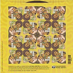 2014 Sheet of 16 "Jimi Hendrix" Forever U.S. Postal Stamps