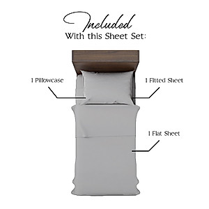 Northwest Ashford Home Essentials Bedding, 3 Piece Twin Size Sheet Set, Glacier Gray