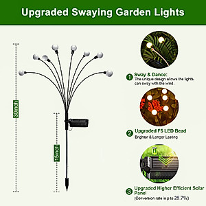 TYUWGMS Solar Lights Outdoor,Swaying Garden Firefly Lights, Solar Garden Lights, Waterproof Fairy Decor Outdoor Solar Lights,Ideal for Patio, Yard, Path Fence