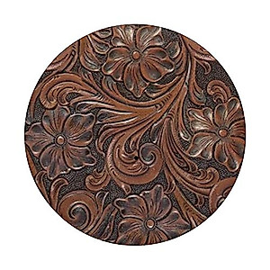 Wild West Western Cowgirl for Women Tooled Print PopSockets PopGrip: Swappable Grip for Phones & Tablets
