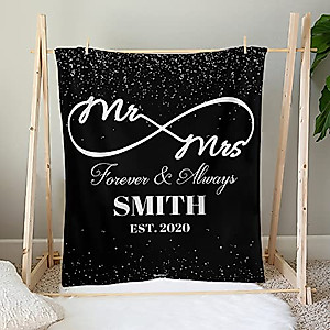 TOYSHEA Personalized Throw Blanket Mr Mrs Forever Always Custom Blanket Couple for Family Husband Wife Gifts Wedding Anniversary Valentine's Day Birthday Christmas
