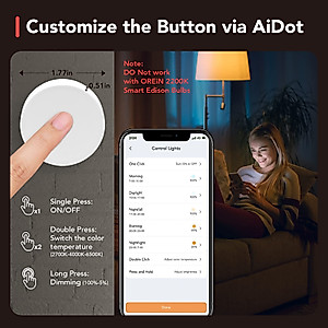 OREiN Smart LED Edison Light Bulb with Remote Control WiFi A19 Vintage Light Bulbs E26 Base 800Lm, 8W 60W Equiv Tunable 2700K-6500K Filament Bulbs Work with Alexa/Google/Aidot APP 4pack+1Romote…