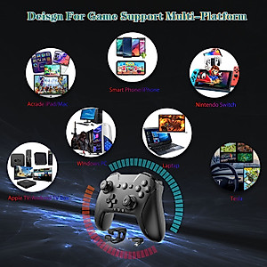 UNIHOW Bluetooth Controller for iPhone/Mobile Phone/Switch/PC/Mac/iPad/Android/Laptop/TV, Switch Pro Controller Gamepad Joystick for Apple Arcade MFi Games With Clip, Backbone and Trigger Keys