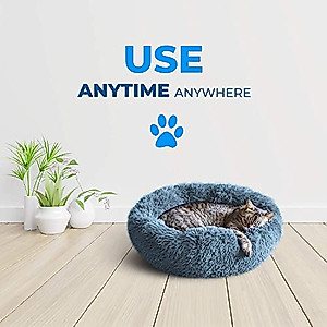 Whiskers & Friends Cat Bed, Cat Beds for Indoor Cats Washable, for Small Cat Bed, Large Cat Bed, Kitten Bed, Small Dog Bed, Anti Anxiety Calming Pet Bed, Cat Beds & Furniture, Round Cat Nest Bed