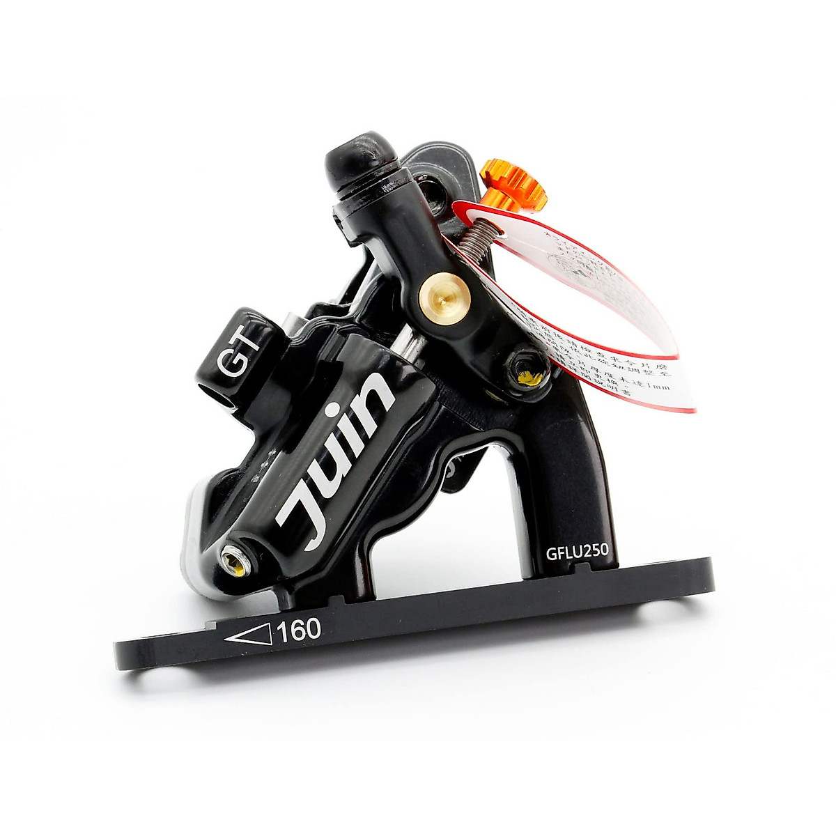 Juin Tech GT-F 4-Piston Cable Actuated Hydraulic Bicycle Bike Disc Brake Caliper Set Hybrid Brake Set for Flat-Mount Road/Cyclocross/Gravel/E-Bike/Folding Bike use (Black)