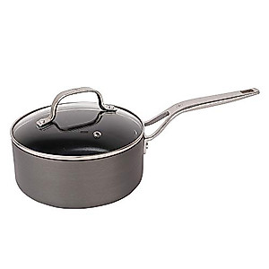 Swiss Diamond Hard Anodized Induction Compatible 3 Quart Saucepan with Lid - Oven and Dishwasher Safe Nonstick Cooking Pot (8 inch) Gray