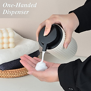 BosilunLife Foam Hand Soap Dispenser - Ceramic Foaming Soap Dispenser for Bathroom 12oz Refillable Liquid Lotion Soap Dispenser with Rust-Proof Foaming Pump for Countertop