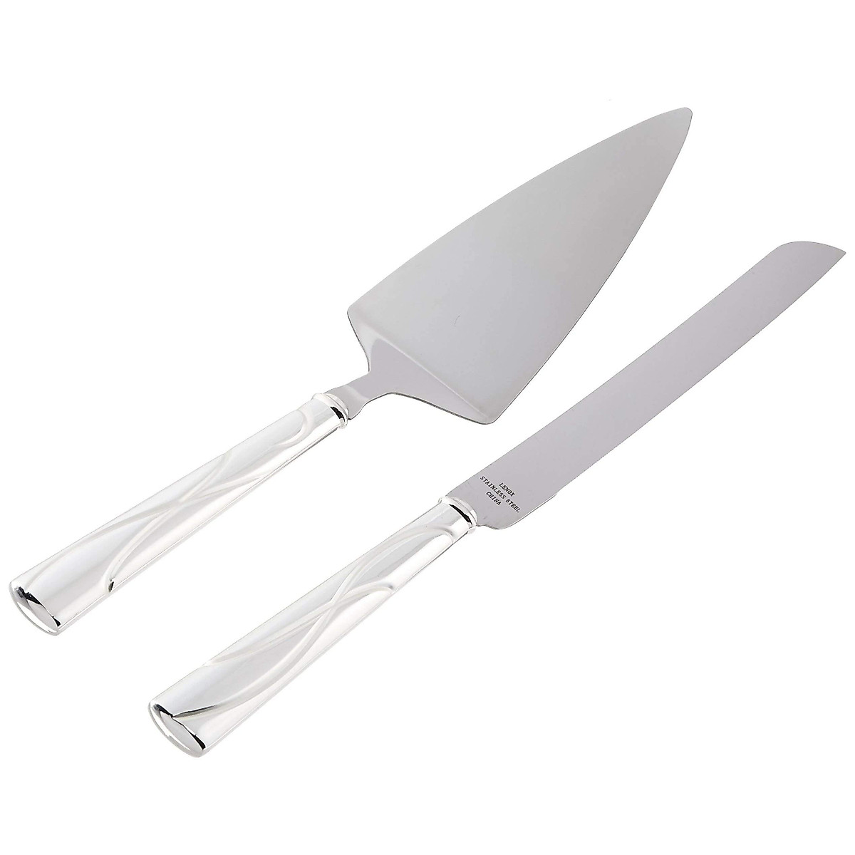 Lenox Bridal Adorn Silver Personalized Wedding Cake Knife and Server Set, Custom Engraved Wedding Cake Cutting Set, Accessories and Gifts for Bride and Groom