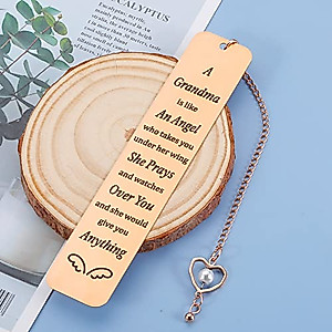 Bookmarks Gifts for Grandma from Grandson Granddaughter Grandchildren Valentine's Day Birthday Mother's Day Anniversary Christmas Stocking Stuffers Gifts for Grandmother Rose Gold Book Mark for Women