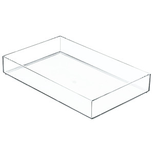 iDesign Clarity Plastic Drawer Organizer, Storage Container for Vanity, Bathroom, Kitchen Drawers, 8" x 12" x 2", Clear