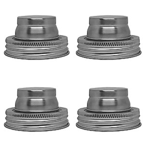 Stainless Steel Mason Jar Shaker Lids with Silicone Seals for Dredge Flour,Mix Spices,Sugar, Salt, Peppers and Any Regular Mouth Mason Jar Canning Jar (4)