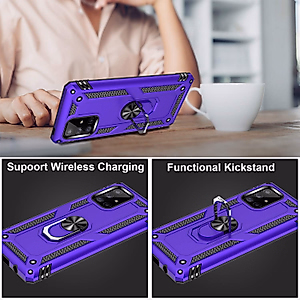 LUMARKE for Galaxy A51 5G Case with Screen Protector,Pass 16ft. Drop Tested Military Grade Protective Phone Cover with Magnetic Ring Kickstand Compatible with Car Mount Holder Purple