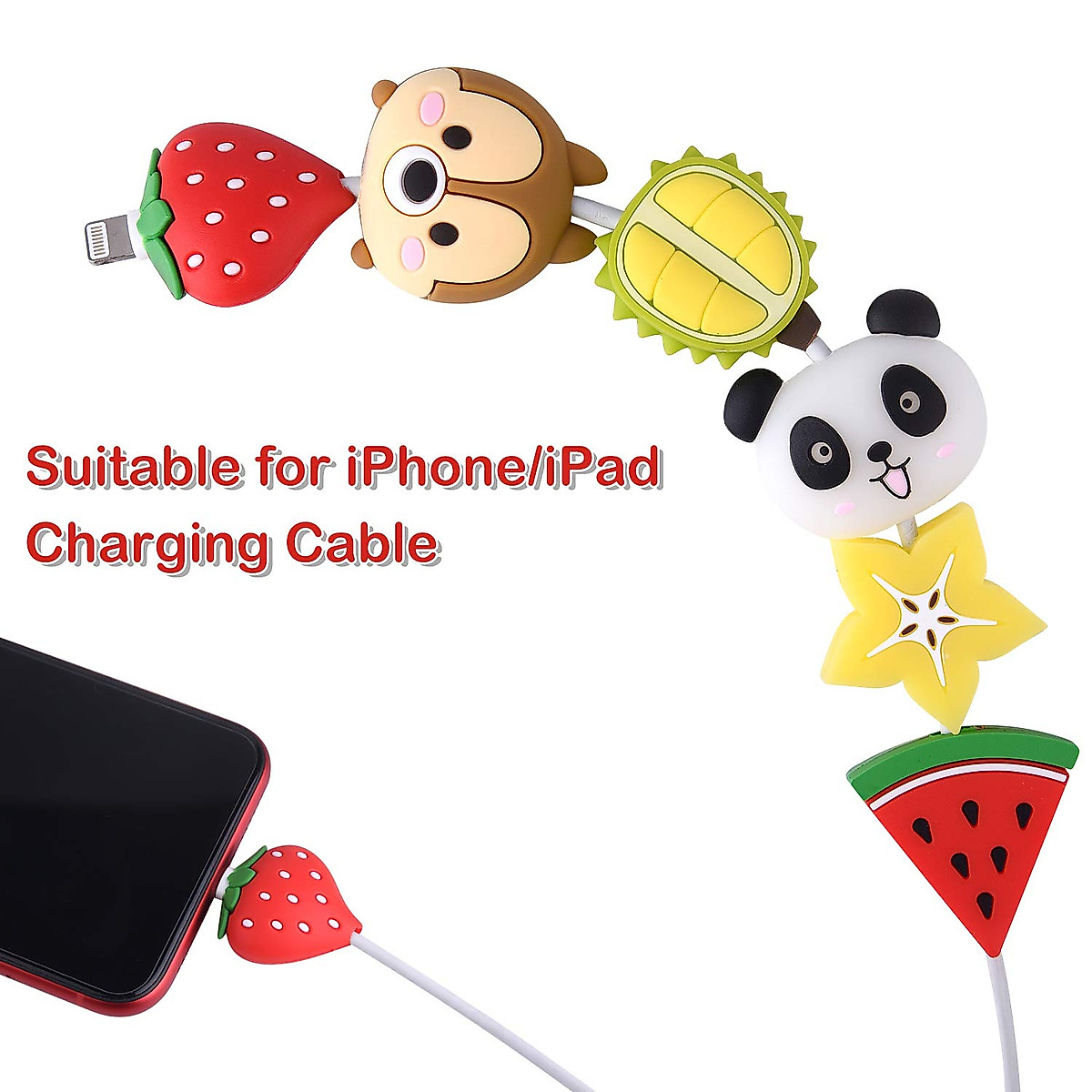 TUPARKA 18 Pcs Cable Protector for iPhone Charging Cable, Plastic Cute Fruit Drink Bottle Animal Charging Cable Saver, USB Cable Saver Phone Accessory Protect Charger Cable