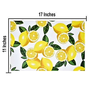 Disposable Lemons Paper Place Mats 50 Pack 11”x 17” Rectangle Summer Yellow Lemon Slices Citrus Fruit Coated Placemat for Spring Tropical Lemonade Green Leaves Floral Table Mat Dinner Party Decor