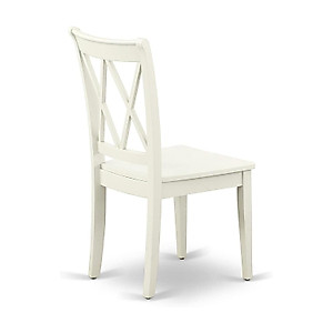 East West Furniture Dining CLC-LWH-W Clarksville Double X-Back Formal Chairs in Linen White Finish (Set of 2)