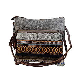 Myra Bag Swing High Small & Crossbody Bag Upcycled Cotton & Hair Leather S-2878