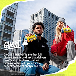 GHOST Energy Drink - 12-Pack, Swedish Fish, 16oz Cans - Energy & Focus & No Artificial Colors - 200mg of Natural Caffeine, L-Carnitine & Taurine - Gluten-Free & Vegan