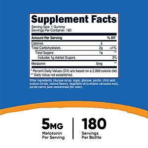 Nutricost Melatonin 5mg, 180 Gummies, Strawberry Flavored - Gluten Free, Non-GMO, No Corn Syrup