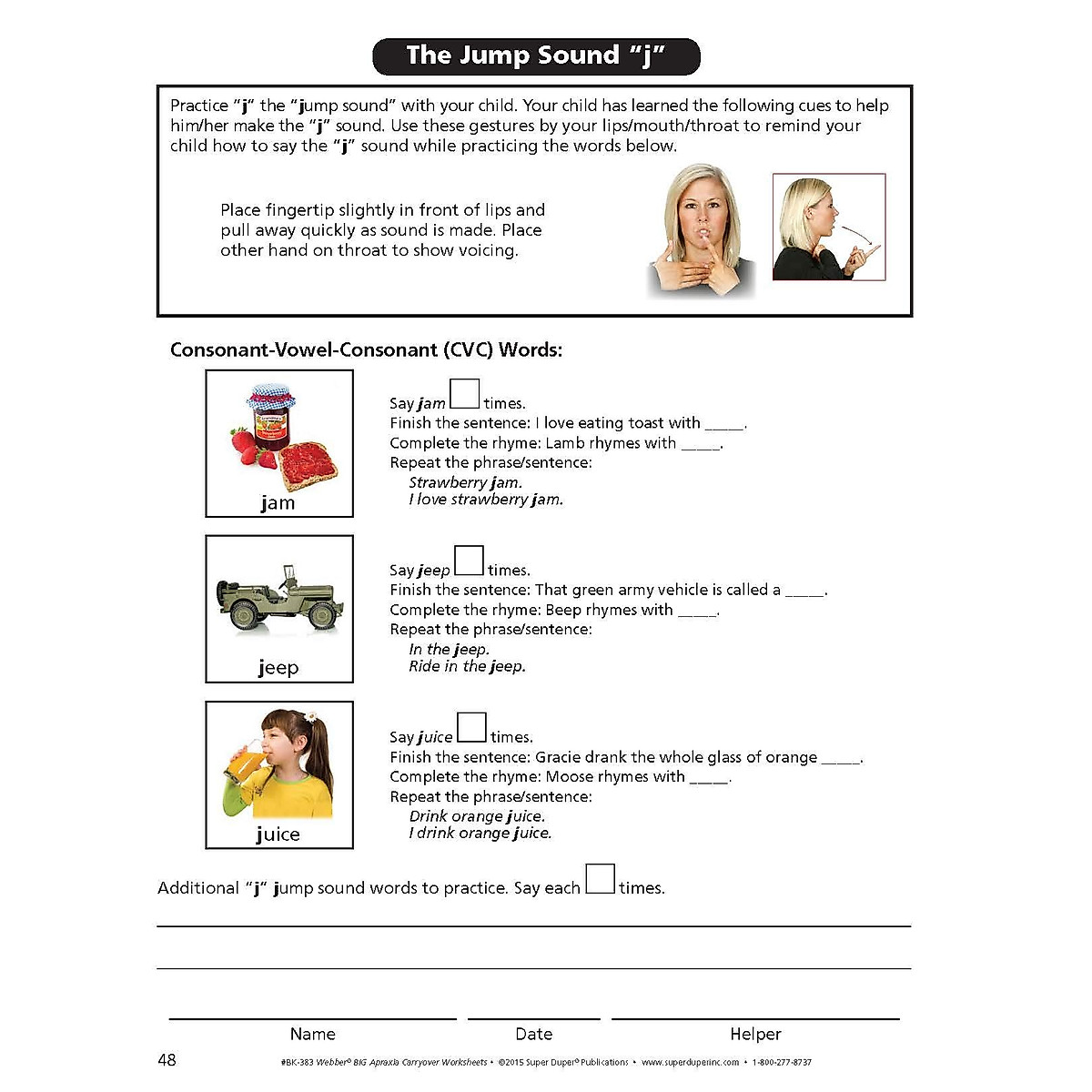 Super Duper Publications | Webber® Big Apraxia Carryover Worksheets | Educational Resource for Children
