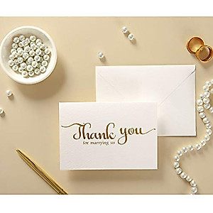 MAGJUCHE Thank You for Marring Us, Gold Foil Wedding Day Card to Your Officiant, Priest, Rabbi, Deacon Note Card to Go W/Gift