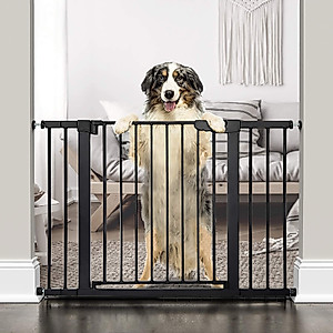 Cumbor 46”Auto Close Safety Baby Gate & Cumbor Brown 57-Inch Child Gate, Easy Walk Thru Dog Gate for The House, Stairs, Doorways, Pressure Mounted Safety Child Gate for Kids Toddler