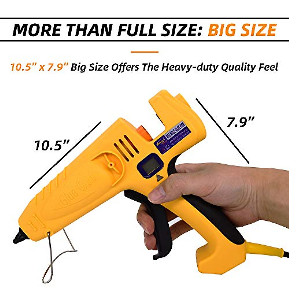 Professional Full Size Hot Glue Gun 500-watt High Temp Industrial Heavy Duty Glue Guns Temperature Adjustable with LED Digital Display Gift 3 Gun Tips & 0.43" Glue Sticks