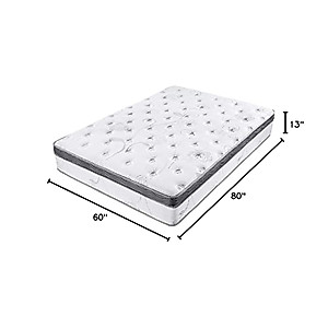 Olee Sleep 13 inch Galaxy Hybrid Gel Infused Memory Foam and Pocket Spring Mattress (Queen) White, Grey