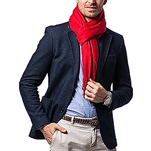Shubb Men's Scarf, Soft and Warm Cashmere Feel Scarf for Men Winter Scarves Long, Red