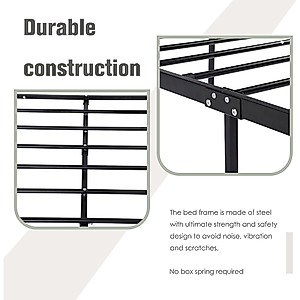 AUFANK King Size Metal Platform Bed Frames with Headboard and Footboard with Storage No Box Spring Needed Easy Assembly Black