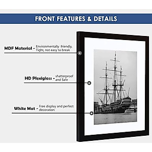 PEALSN 18x24 Poster Frame Set of 2, Picture Frames for Wall Decor, Display 16 x 20 Pictures with Mat or 18 x 24 Without Mat for Wall Mounting Display, Black.