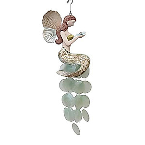 Beachcombers Metal with Capiz Winged Mermaid Wind Chime Coastal Decor Decoration Multi