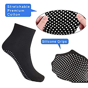 NEWCHAO Anti Slip Socks Non Skid Grip Socks,4 pairs Unisex for Yoga Home Workout Barre Pilates Pregnancy Hospital Men Women in Black and Grey