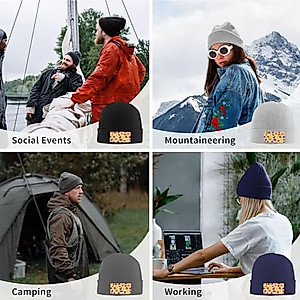 Warm Winter Hats for Men Women Unisex Beanie Hat Knit Hat-Acorn Autumn Fall Leaf Leaves Black