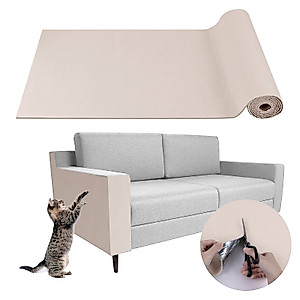 Climbing Cat Scratcher Mat Trimmable Cat Scratching Post Carpet 78.7’’x15.8’’ Self Adhesive Carpet Mat Pad Replacement for Cat Tree Shelves Post Couch Wall Furniture Steps DIY Protector (Cream White)