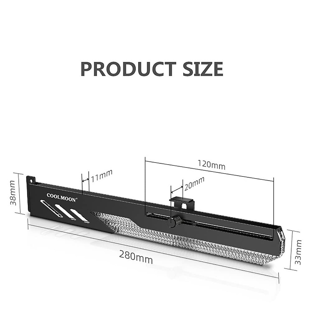 Angitu COOLMOON GT8 Graphics Card Bracket 5V ARGB Multi-Interface Synchronous Horizontal Chassis Decoration GPU Video Card Stand Holder (Black)