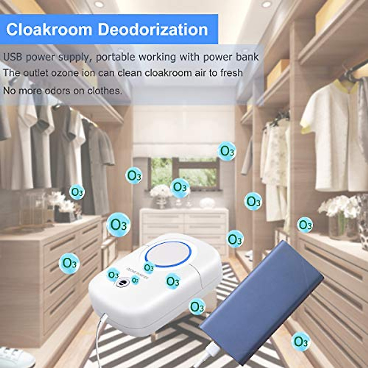 Plug-in Air Cleaning for Home, Ozone Removes Odor, Portable and Compact, for Bedroom, Office, Kitchen and Bathroom (White)